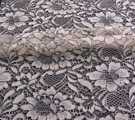 Guipure Corded Lace Fabric , Shrink-Resistant Polyester Nylon Fabric CY-LW0633