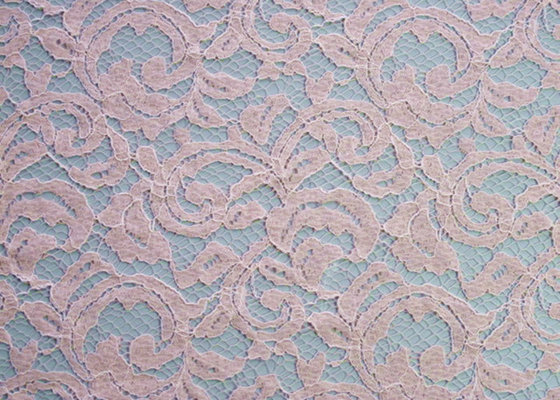 Nylon Cotton Corded Lace Fabric Red / Brown Shrink-Resistant OEM ODM CY-LW0679