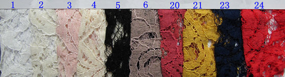 Nylon Cotton Corded Lace Fabric Red / Brown Shrink-Resistant OEM ODM CY-LW0679