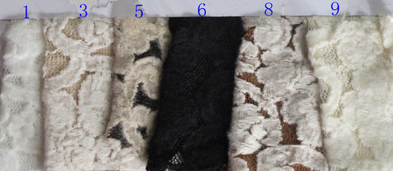 Fashion Brushed White Lace Fabric Flower Shape , Stretchable 135cm Width CY-LQ0042