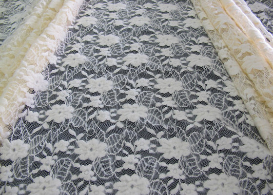 Ecological Standard White Brushed Lace Fabric For Wedding Dress CY-LQ0043