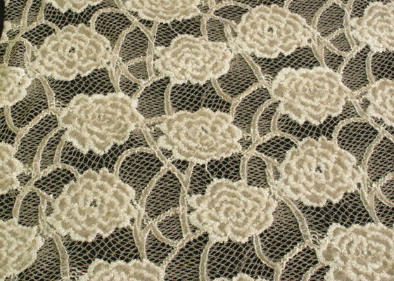 Eco-Friendly Brushed Lace Fabric Yellow , Garment Trimming Anti-Static Material CY-LQ0039