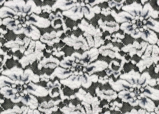 White Flower Brushed Lace Stretchable , Rayon Nylon Spandex Fabric CY-LQ0003