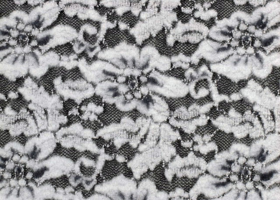White Flower Brushed Lace Stretchable , Rayon Nylon Spandex Fabric CY-LQ0003