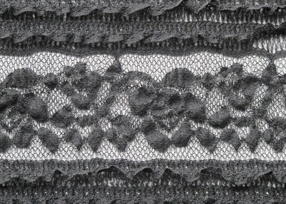 Soft Spandex Black Stretch Lace Fabric With 130cm Width OEM / ODM CY-LW0480