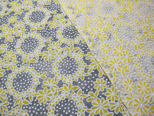 Cotton Circle Colored Polyester Lace Fabric Burnout Allover Flower Lace for Kid Clothes(CY-DK0043)