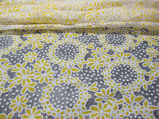 Cotton Circle Colored Polyester Lace Fabric Burnout Allover Flower Lace for Kid Clothes(CY-DK0043)