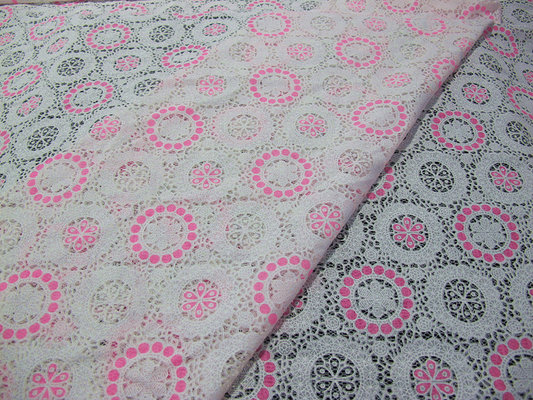 Pink Geometric Polyester Lace Fabric Cotton Burnout Allover Lace for Lady Clothes(CY-DK0041)