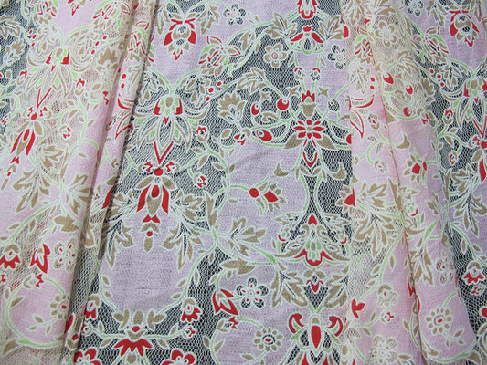 Colored Unique Floral Polyester Lace Fabric Cotton with Burnout Curtain Lace and Eco-friendly Dyeing(CY-DK0045)