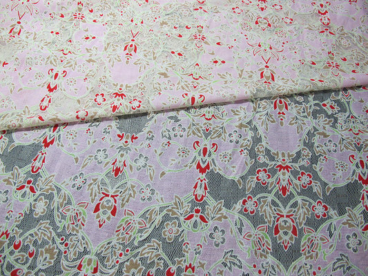 Colored Unique Floral Polyester Lace Fabric Cotton with Burnout Curtain Lace and Eco-friendly Dyeing(CY-DK0045)