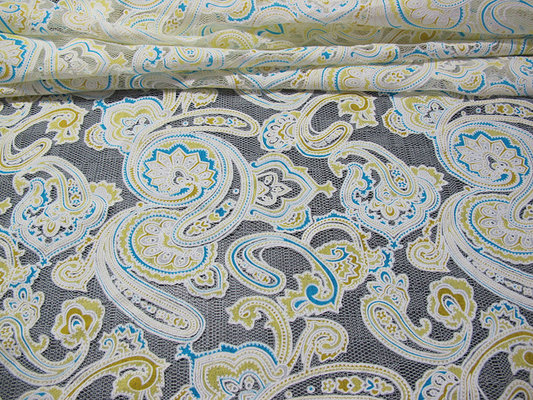 Colored Printed Polyester Lace Fabric Cotton Mesh Burnout Lace of Eco-dyeing Technics(CY-DK0042)