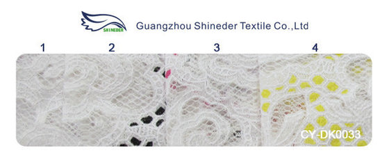 White Cotton Polyester Lace Fabric Rose Print for Lingerie / Bra(CY-DK0033)
