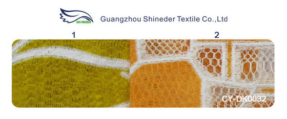 Cotton Yellow Polyester Lace Fabric Floral with Eco-friendly Dyeing(CY-DK0032)
