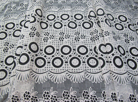 Cotton Colored Dot Polyester Lace Fabric Burnout Flower Lace for Girls ' Dress and Skirts(CY-DK0022)