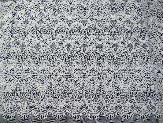 Black Unique Cotton Polyester Lace Fabric Knitted with Burnout Flower Lace for Ladies Garment(CY-DK0020)