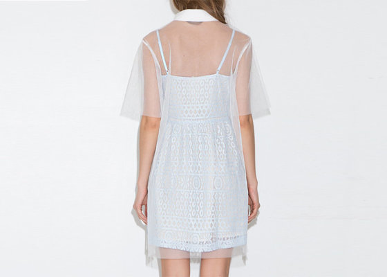 Baby Blue Casual Womens Dresses Organza Two Piece Dress Can Be Worn Separately