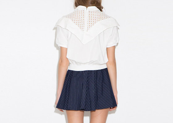 Stazi Collar Casual Womens Dresses White Collar Shirt Dress With Pinstripe Skirt Bottom