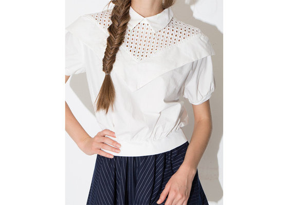 Stazi Collar Casual Womens Dresses White Collar Shirt Dress With Pinstripe Skirt Bottom