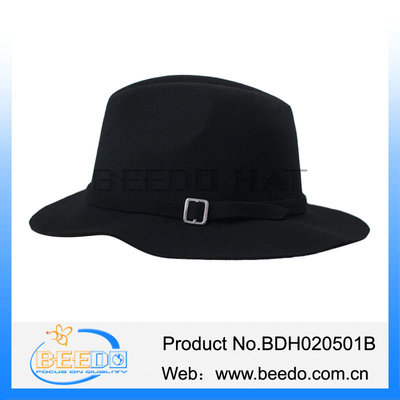 Vintage black wool felt fedora hats for men
