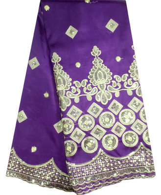 Fashion purple color African lace fabric silk george lace