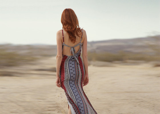 Border Printed Girl Maxi Dress With Adjustable Spaghetti Straps
