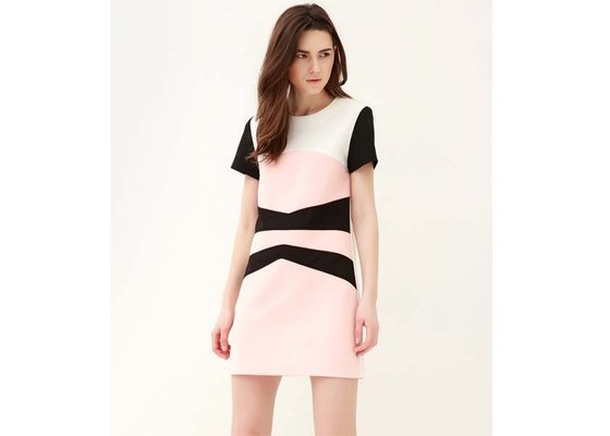 Simple Classic Summer Casual Womens Dresses , Chic Colour Blocking Shift Dress