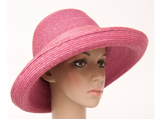 Pink 10cm Brim Womens Straw Hats / Straw Braid Ladies Dress Hats For Church