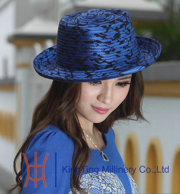 Winter Dress White / Blue Ladies Church Hats Satin Fabric Headwear