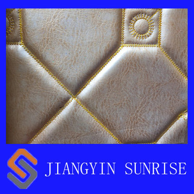 Comfortable Bedroom Wall Faux Leather Upholstery Fabric Approved EN