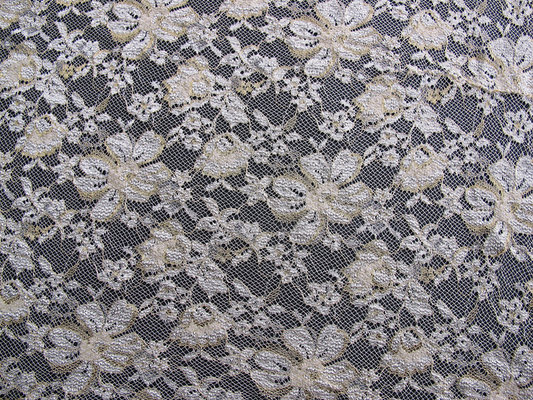 Black Scalloped Metallic Bulk Floral Lace Fabric Eco-Friendly Dyeing CY-LW0060