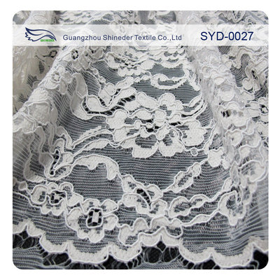 Silver Fashion Swiss Corded Jacquard Lace Fabric Brides Dresses