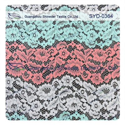Nylon Polyester Corded Scalloped Lace Fabric / Floral Lace Fabric Dress