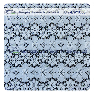Nylon Spandex Elastic Blue Floral Lace Fabric Trim For Lady Garment