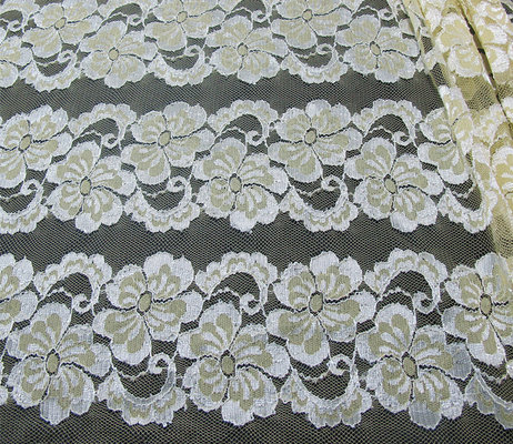 Wavy Floral Elastic Lace Fabric Eco-friendly Dyeing For Evening Dress CY-DK0037