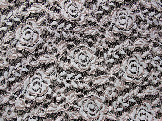 Cotton Spandex Polyester Stretchy Lace Fabric With Mesh Knitted Flower Lace