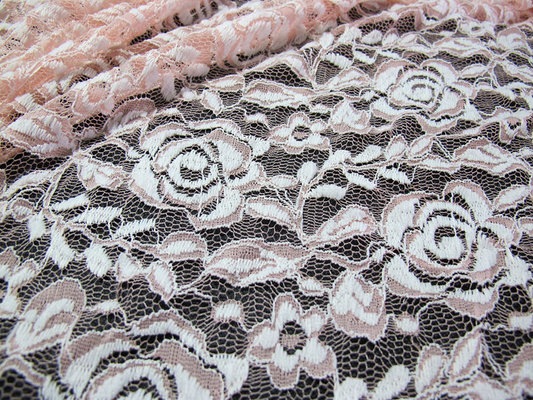 Cotton Spandex Polyester Stretchy Lace Fabric With Mesh Knitted Flower Lace