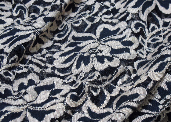 Custom Flower Nylon Elastic Lace Fabric For Upholstery OEM / ODM CY-LW0790