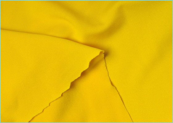 Knitted Plain Yellow 100D 4 Way Stretch Polyester Spandex Fabric for Swimsuit / Lingerie 1.7m * 180gsm
