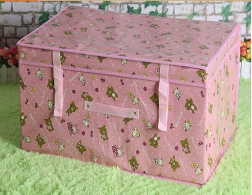 Customized Foldable Lamination Non Woven Storage Bins , Pink / Yellow / Blue