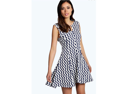 Chevron Contoured Casual Womens Dresses , Summer Backless Sleeveless Dress