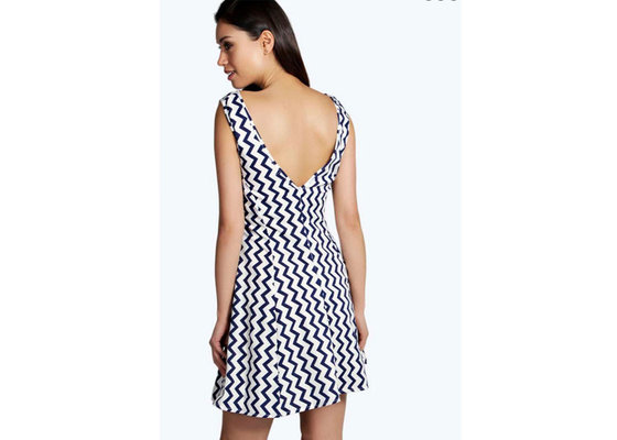 Chevron Contoured Casual Womens Dresses , Summer Backless Sleeveless Dress