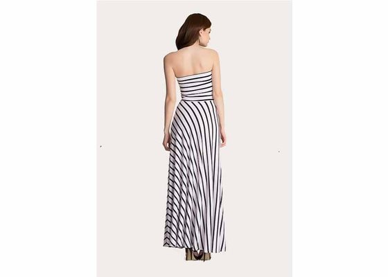 Summer Beach Casual Womens Dresses Strapless Pencil Stripes