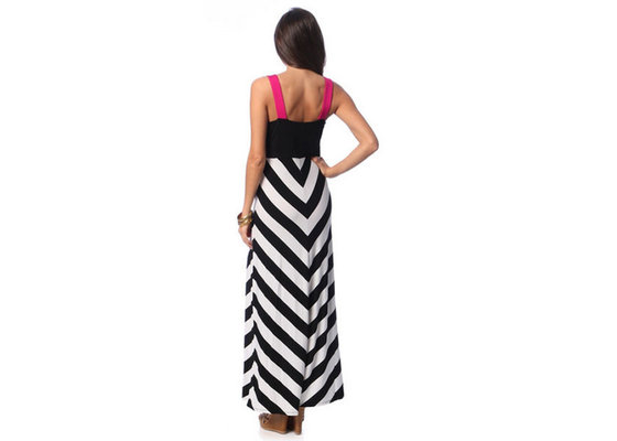 Chevron Print Casual Womens Dresses , Bodice Empire Waist Maxi Dress