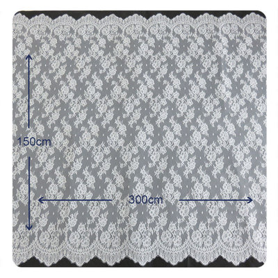 Chantilly Lace Fabric Eyelash Lace Trim For Womens Dress , White And Gray