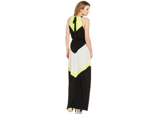 Chevron Colorblock Casual Womens Dresses Halter Neckline Spandex