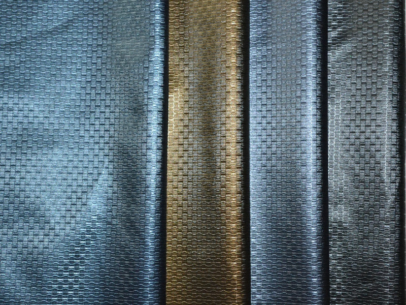 50% Polyester 50% PU Leather Cloth Blue / Gold / Black 140 Gsm yk007