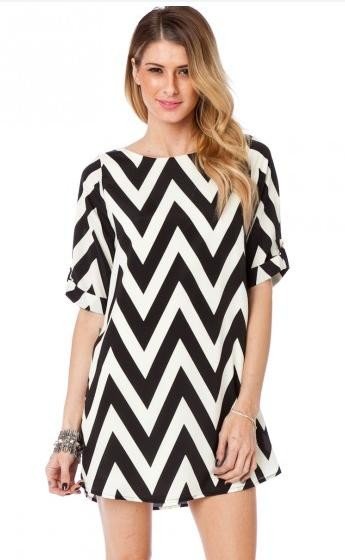 Mature Short Sleeve Chevron Casual Womens Dresses Ladies Shift Dresses