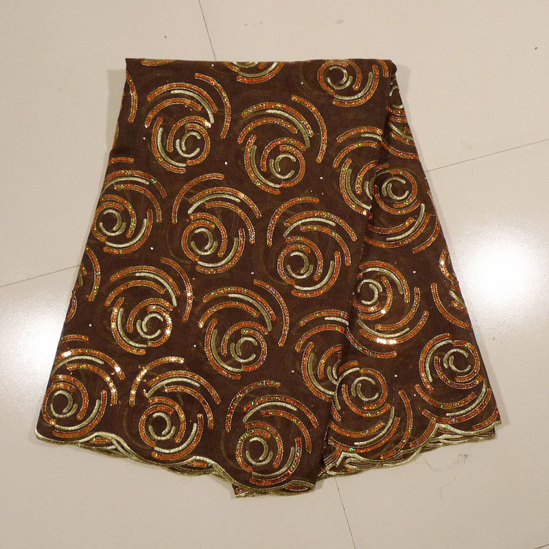 Coffee Peach African Lace Fabrics For Grande Toilette