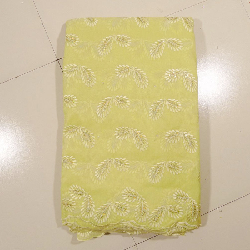 Party Dress African Lace Fabrics , Green Yellow