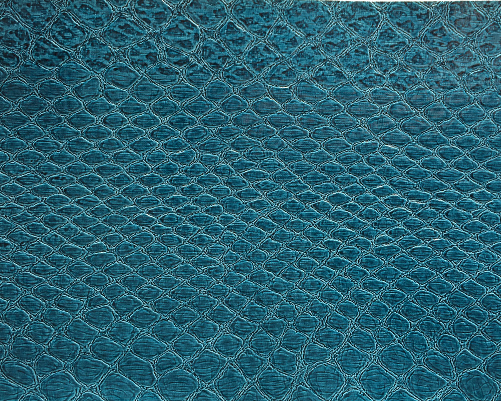 Blue Faux Leather Fabric For Handbags , Women Bag Faux Alligator Leather Fabric